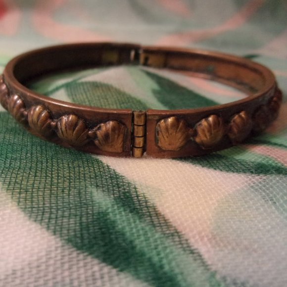 Vintage | Jewelry | Vintage Copper Clam Shell Hinged Bracelet | Poshmark